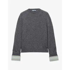 Prada Striped-cuff Relaxed-fit Wool And Cashmere Jumper