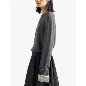 Prada Striped-cuff Relaxed-fit Wool And Cashmere Jumper