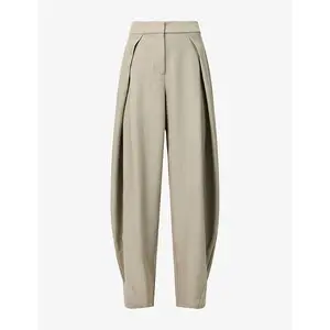 THE COUTURE CLUB Pleated Barrel-leg Woven Trousers