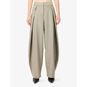 THE COUTURE CLUB Pleated Barrel-leg Woven Trousers