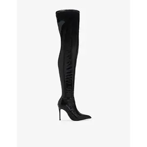 Steve Madden Pegasus Faux Patent-leather Heeled Over-the-knee Boots - Black
