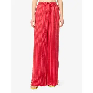RAT AND BOA Iris Stripe Wide-leg Woven Trousers