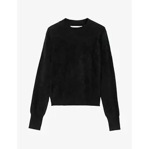 ALLSAINTS Ada Cropped Round-neck Cashmere Jumper M Black