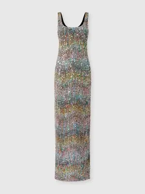 Missoni Sleeveless Long Dress With Zigzag Texture - Multicoloured
