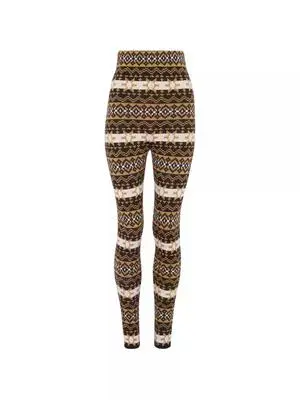 JEAN PAUL GAULTIER Merino-wool Fitted Tights With Fair Isle Jacquard - Brown