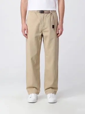Gramicci Wide Leg Cotton Trousers With Elasticated Drawstring Waist Sand