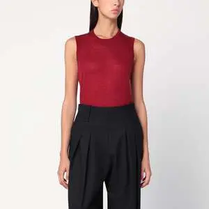 6397 Bordeaux Semi-sheer Mini Tank Top - Red