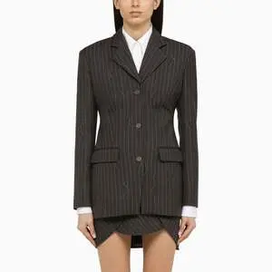 Off-White Single-breasted Pinstripe Wool-blend Jacket