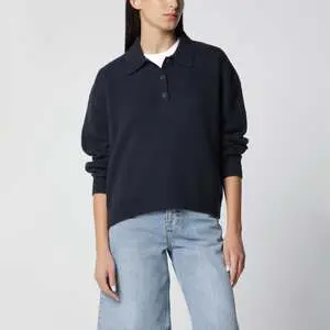 ANINE BING Anine Bing Cashmere Polo Sweater Blue