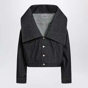 Balenciaga Wide-neckline Denim Jacket - Blue