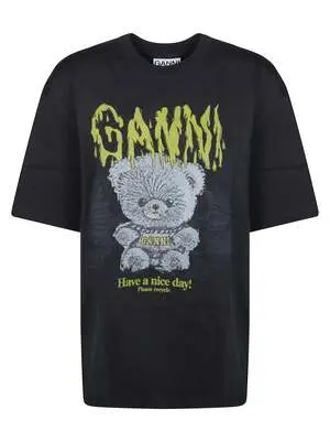 GANNI Heavy Cotton Teddy T-shirt For - Nero