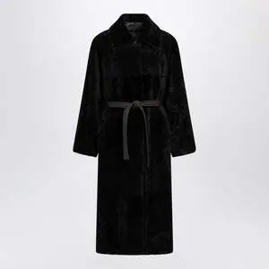 BLANCHA Belted Fur Coat With Mini Length