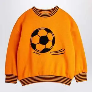MINI RODINI Mini Chenille Soccer Ball Sweatshirt - Orange