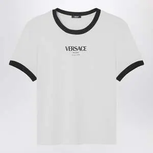 Versace Black Stretch Viscose Jersey T-shirt - White