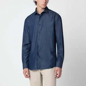 XACUS Denim-effect Cotton-blend Tailor Fit Shirt - Blue