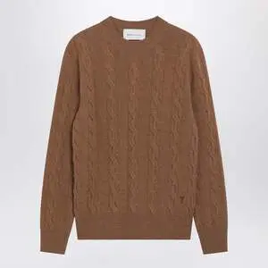 AMI Paris Camel Merino Wool Sweater - Beige