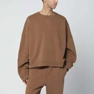 ENTIRE STUDIO Mini-logo Cotton Crewneck Sweatshirt - Beige