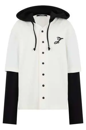 Jacquemus Button-front Hooded Sweatshirt With Logo Detail