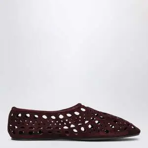 Alaïa Vienne Perforated Suede Slippers - Red