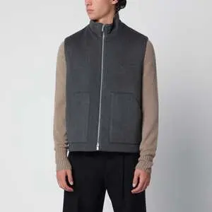 LARDINI Wool-cashmere Zip-up Vest With Stand Collar
