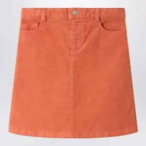 Bonpoint Merryl Mini Skirt In Organic Cotton Velvet - Orange