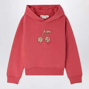 Bonpoint Raspberry Tita Hooded Sweatshirt In Organic Cotton
