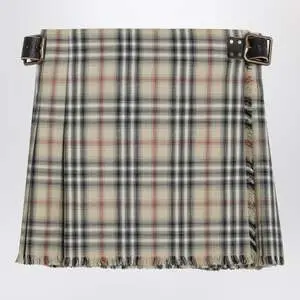 Burberry Wool Mini Kilt With Check Pattern - Beige