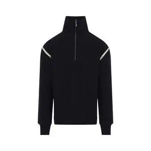 MAISON MARGIELA Mini Elbow Patch Quarter Zip Wool Sweater - Black