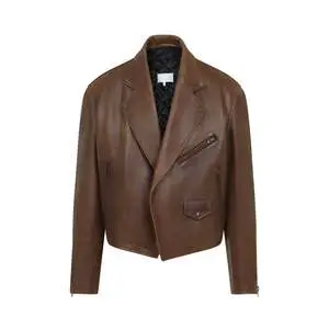 MAISON MARGIELA Biker Leather Jacket - Brown