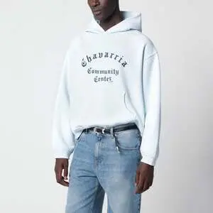 WILLY CHAVARRIA Chavarria Community Center Cotton Hoodie - Light Blue