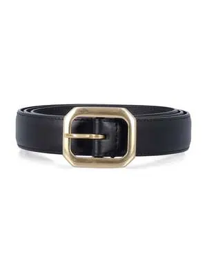 MANCINI 1979 Leather Belt With Square Buckle - Nero