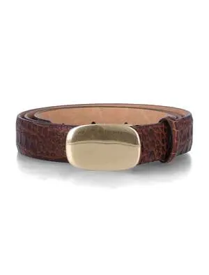 MANCINI 1979 Textured Leather Belt With Buckle - Testa Moro