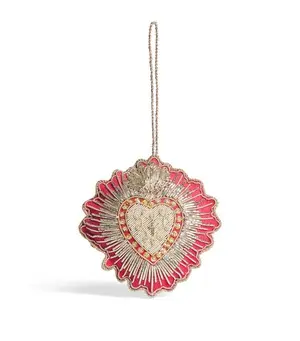 KATIE LARMOUR Flaming Heart Tree Decoration - Red