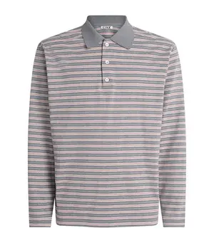 COOR Stripe Long-sleeve Polo Shirt - Grey