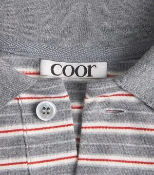 COOR Stripe Long-sleeve Polo Shirt - Grey
