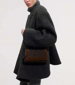 Bottega Veneta Shearling Notturno Flap Cross-body Bag - Grey