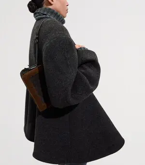 Bottega Veneta Shearling Notturno Flap Cross-body Bag - Grey