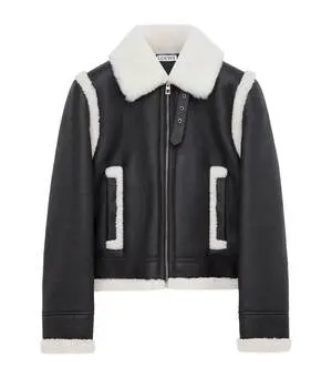 Loewe Lambskin Shearling-trim Aviator Jacket