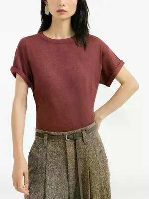 Brunello Cucinelli Sparkling Cashmere And Silk Lightweight Knit T-shirt - Red
