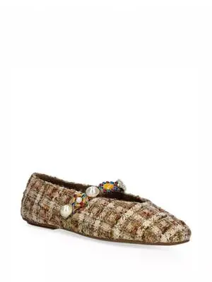 Jeffrey Campbell Amarissa Embellished Tweed Ballet Flats
