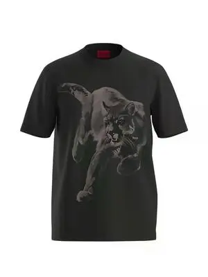 Hugo Cotton-jersey T-shirt With Graphic Print - Black