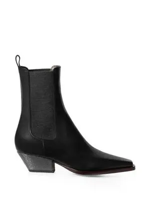 Brunello Cucinelli Embellished-heel Leather Ankle Boots