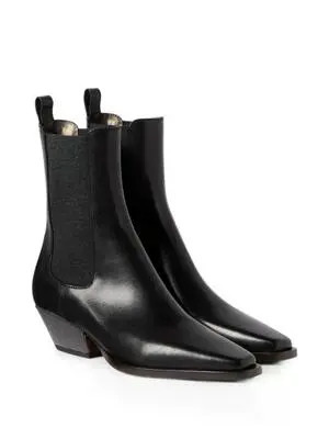Brunello Cucinelli Embellished-heel Leather Ankle Boots