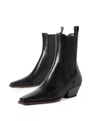 Brunello Cucinelli Embellished-heel Leather Ankle Boots