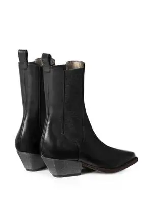 Brunello Cucinelli Embellished-heel Leather Ankle Boots