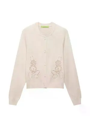 Shanghai Tang Openwork Floral-appliqué Cardigan - Neutrals