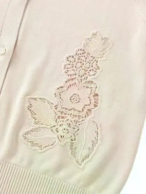 Shanghai Tang Openwork Floral-appliqué Cardigan