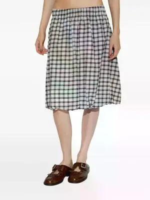 AKEP Check-print Bubble-hem Midi Skirt - Neutrals