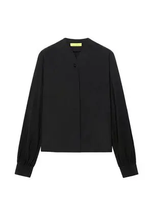 Shanghai Tang Frog-fastening Puff-sleeve Blouse - Black