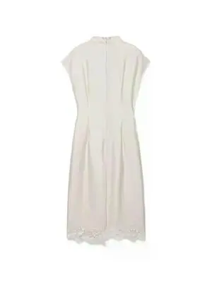 Shanghai Tang Lace-trim Silk Midi Dress